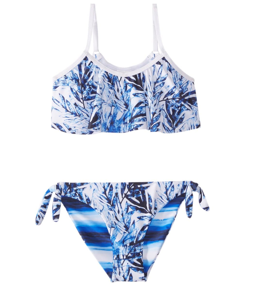 Snapper Rock Girls' Ombre Leaf Flounce Bikini Set (Toddler, Little Kid ...