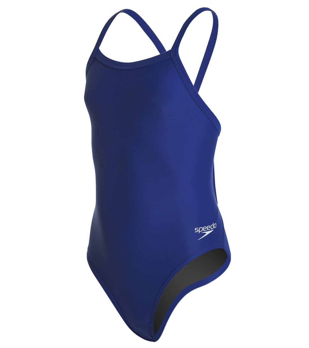Speedo PowerFLEX Eco Solid Flyback Youth Swimsuit at SwimOutlet.com