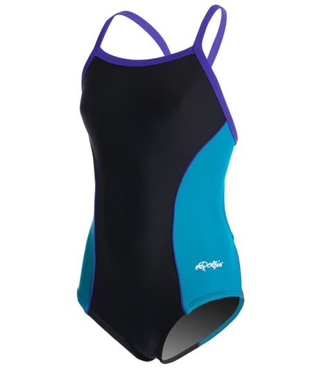 Dolfin Girls' Team Color Block V-2 Back One Piece Swimsuit at ...