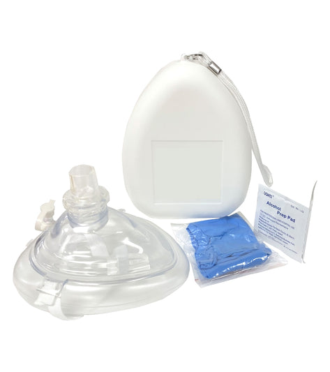 Ambu CPR Mask With O2 Inlet, Headstrap, Gloves, And Wipes, Blank No Logo at SwimOutlet.com