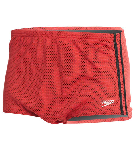 Speedo Solid Poly Mesh Square Leg Swimsuit at SwimOutlet.com