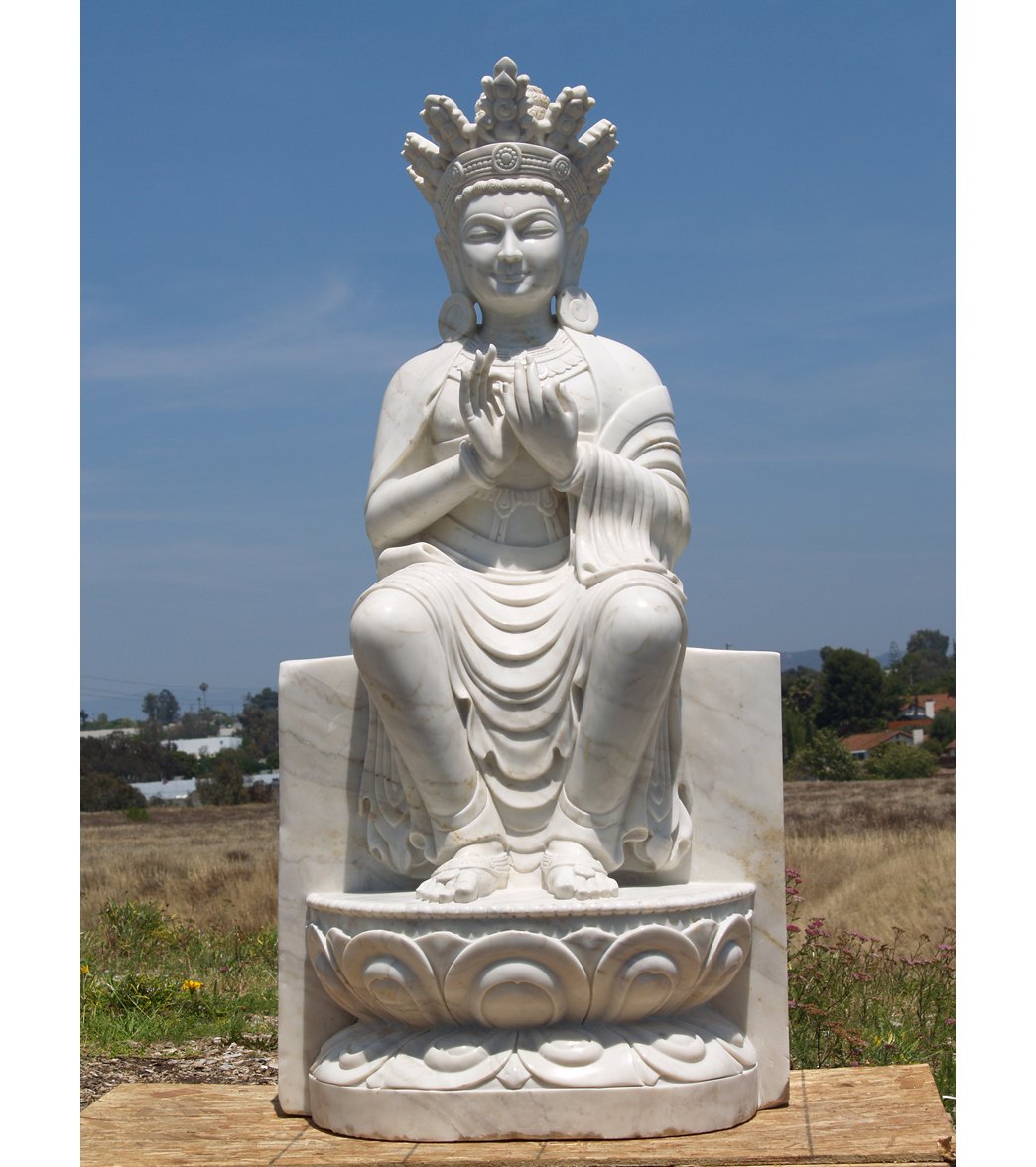 Lotus Sculpture White Marble Maitreya Buddha 72" at SwimOutlet.com