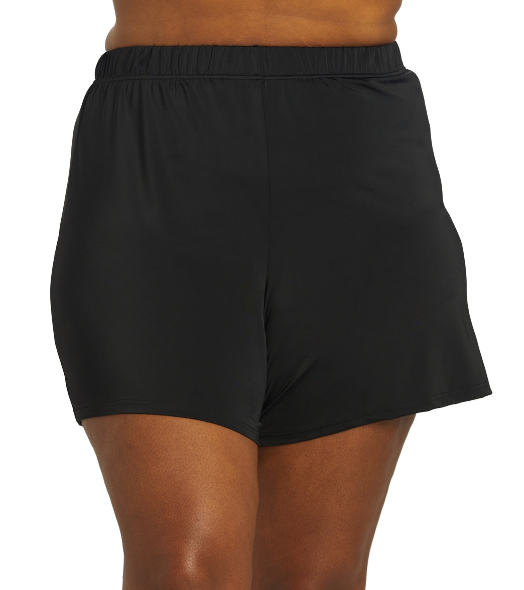 Fit4U Women's Plus Size Solid Swim Short at SwimOutlet.com
