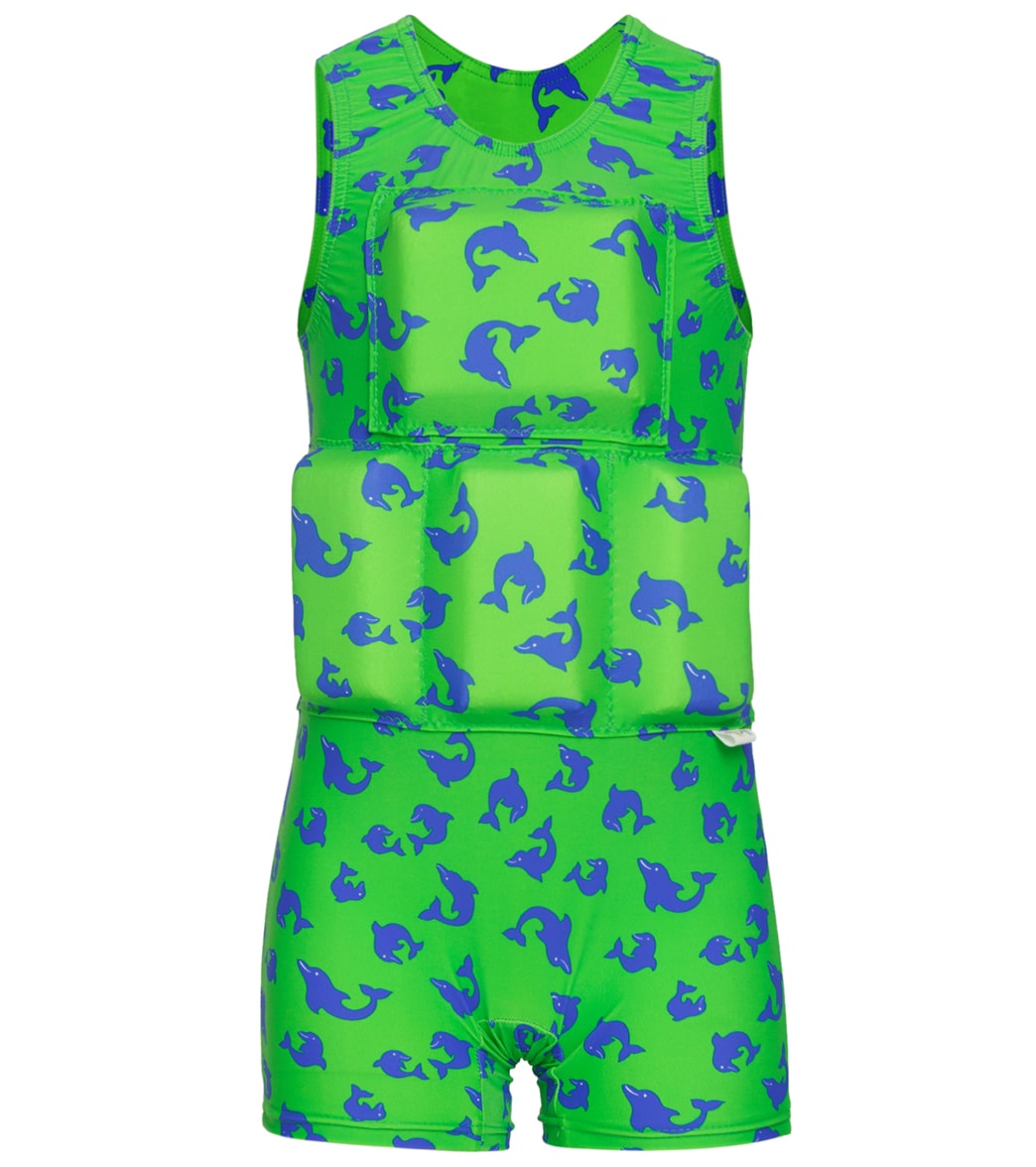 My Pool Pal Boy's Bright Green and Blue Dolfin Floatation Swimsuit at ...