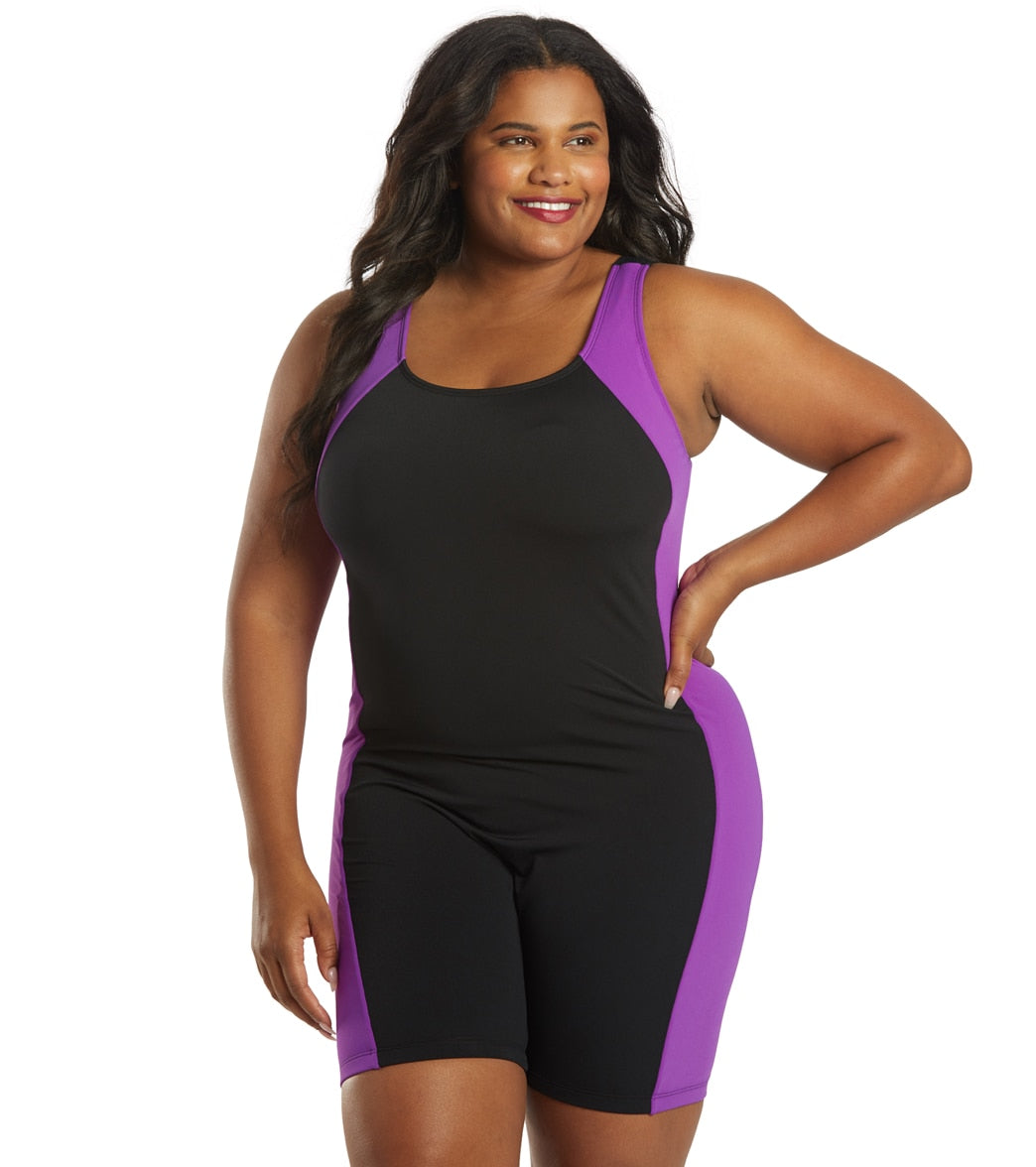 Sporti Plus Size HydroLast Chlorine Resistant Splice Scoop Back Unitard ...