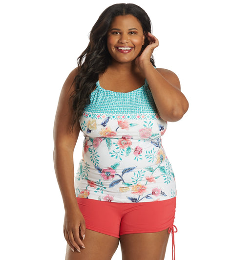 Beach House Women's Plus Size Floral Fantasy Blair Tankini Top at ...