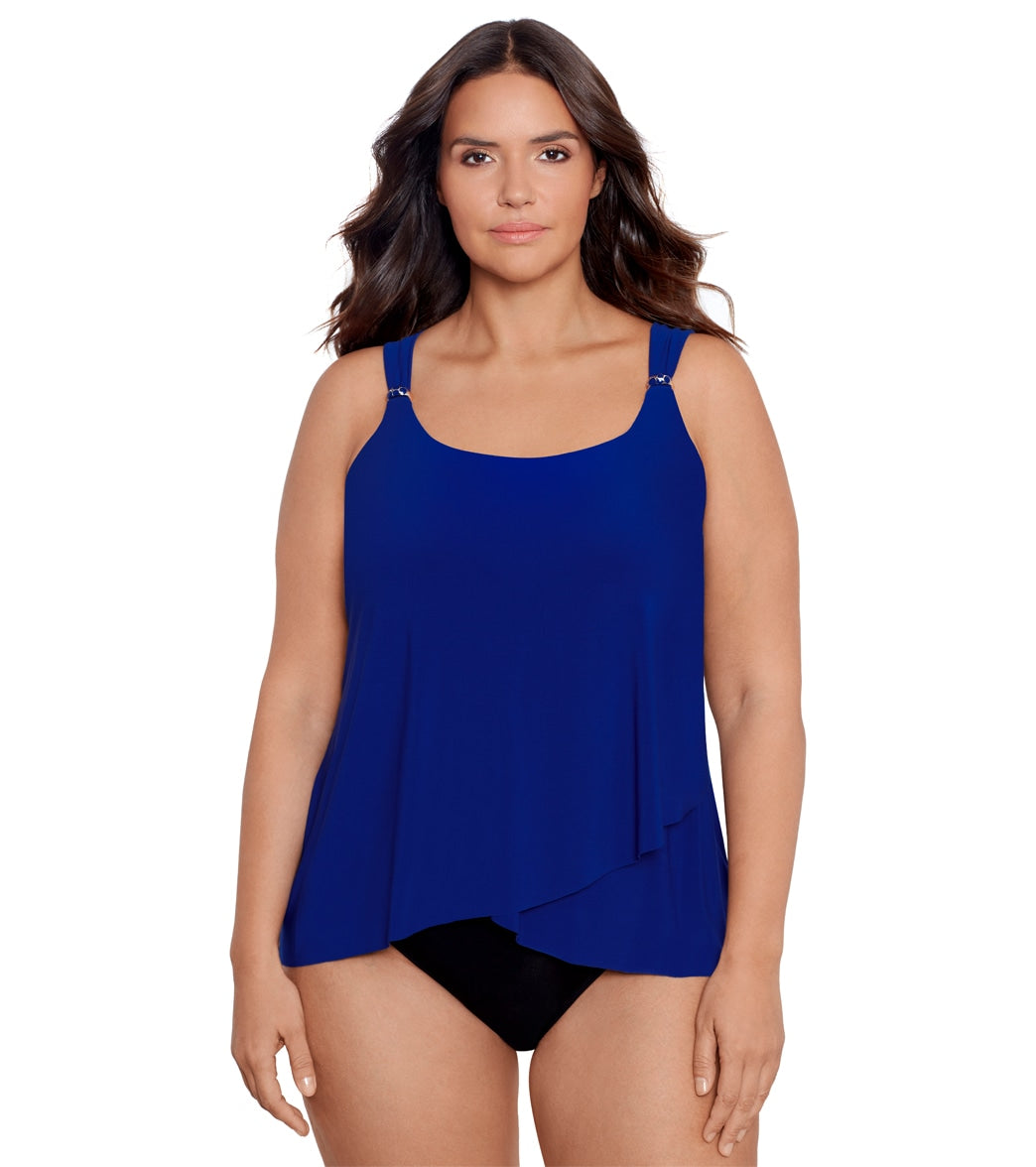 Miraclesuit Plus Size Razzle Dazzle Tankini Top at SwimOutlet.com