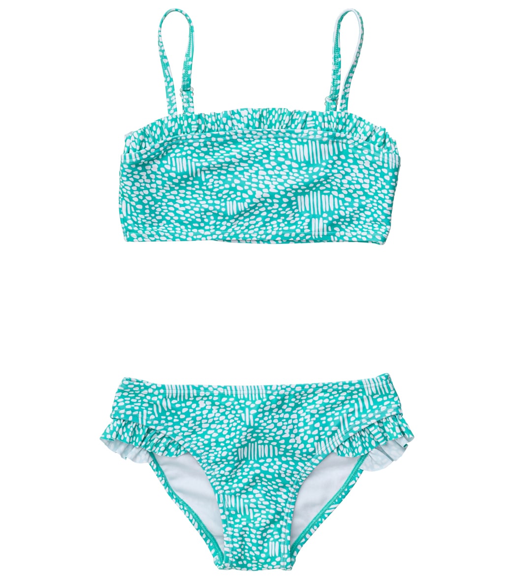 Snapper Rock Girls' Spearmint Spot Frilled Bandeau Bikini Set (Toddler ...
