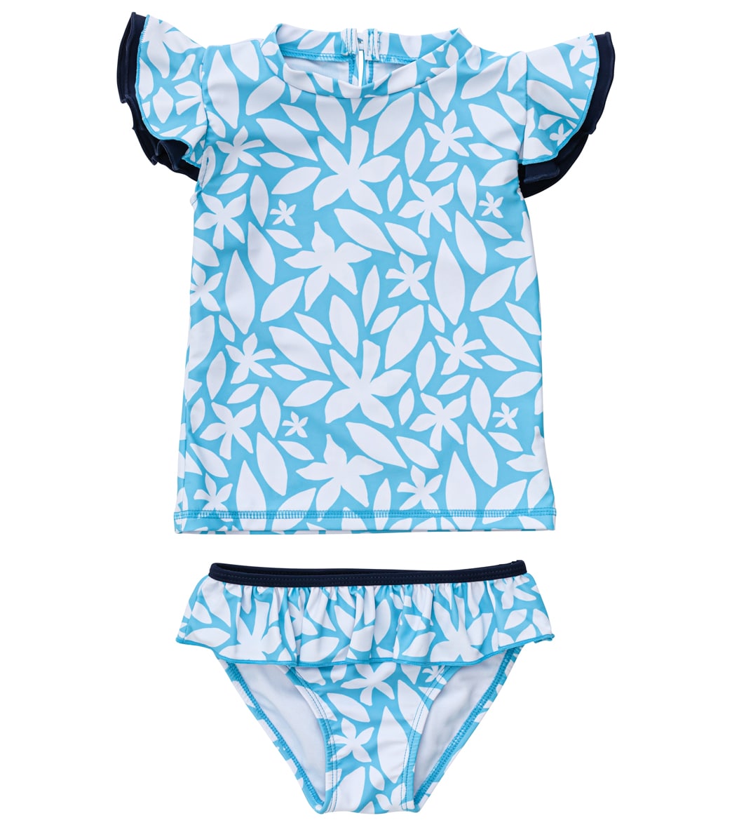 Snapper Rock Girls' Aqua Bloom Sustainable SS Ruffle Set (Baby, Toddler ...