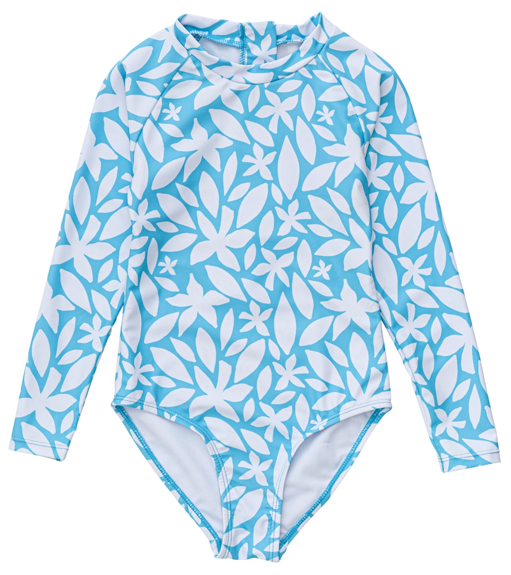 Snapper Rock Girls' Aqua Bloom Sustainable LS Surf Suit (Baby, Toddler ...