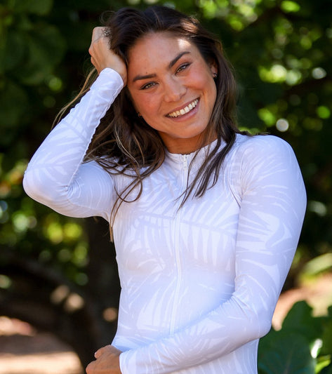 Sporti x Stef Corgel Manhattan Beach Palm Shadow Zip Front Long-Sleeve ...