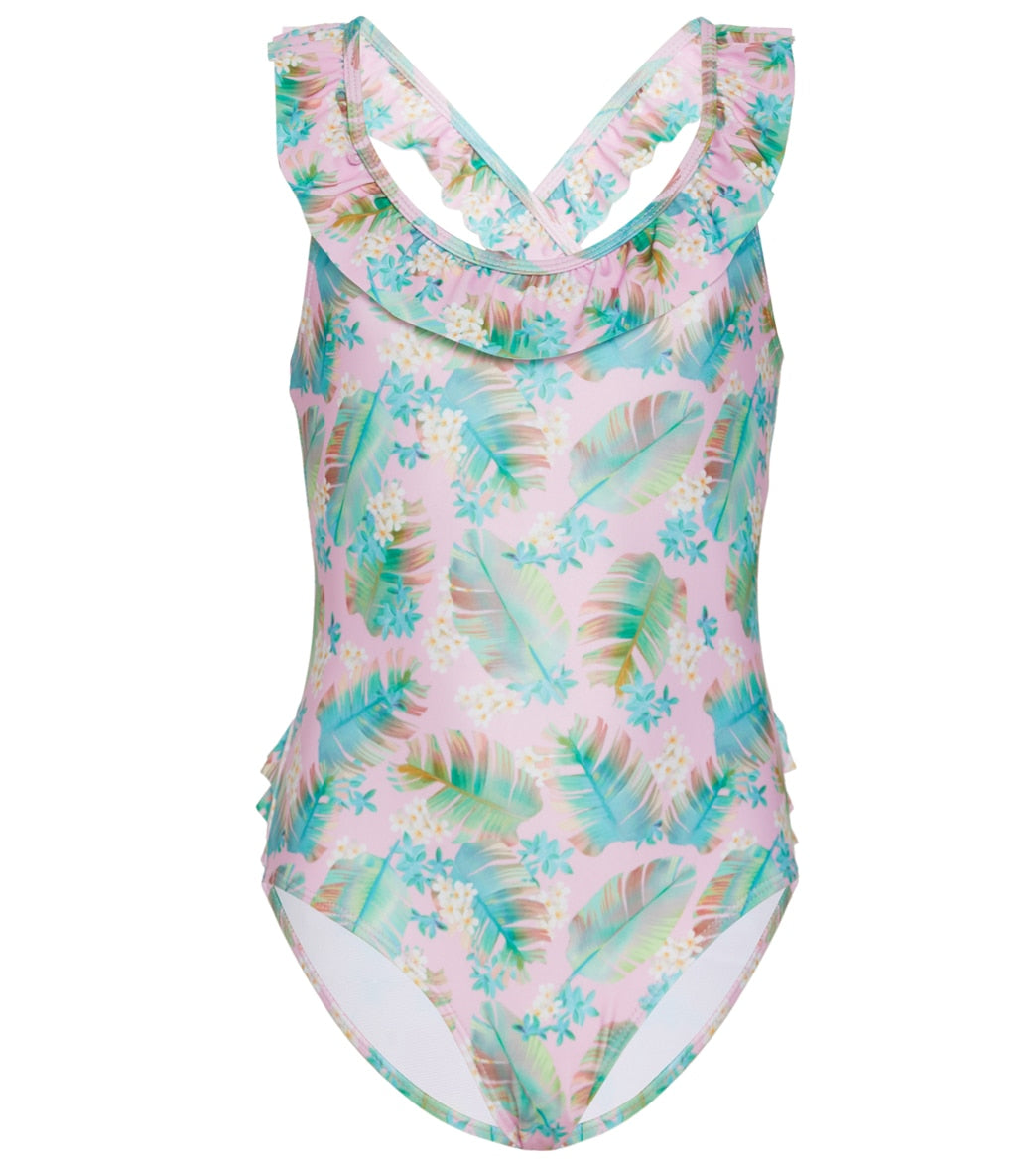 Flap Happy Girls' Luau Palms Mindy UPF 50+ One Piece Swimsuit (Baby ...
