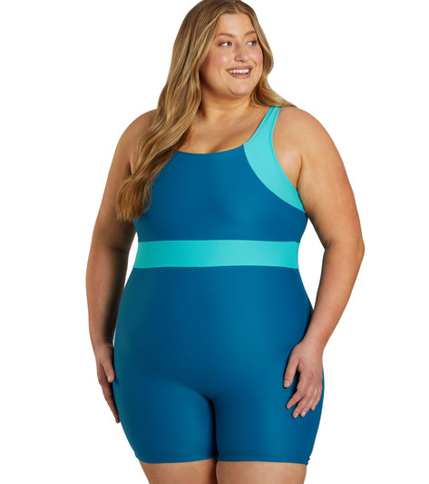 Sporti Plus Size Colorblock Unitard One Piece Swimsuit at SwimOutlet.com