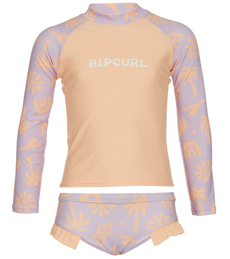 Rip Curl Girls' Low Tide Long Sleeve Rash Guard Set (Toddler, Little ...