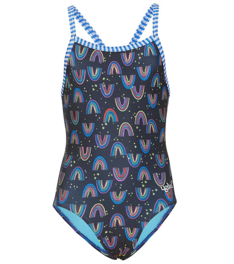 Dolfin Girls' Be Happy One Piece Swimsuit (Big Kid) at SwimOutlet.com