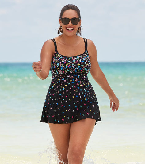 Longitude Women's Mucacha Floral Empire Princess Seam Long Torso Swim ...