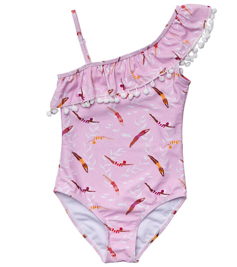 Snapper Rock Girls' Diving Diva One Shoulder Frill One Piece Swimsuit ...
