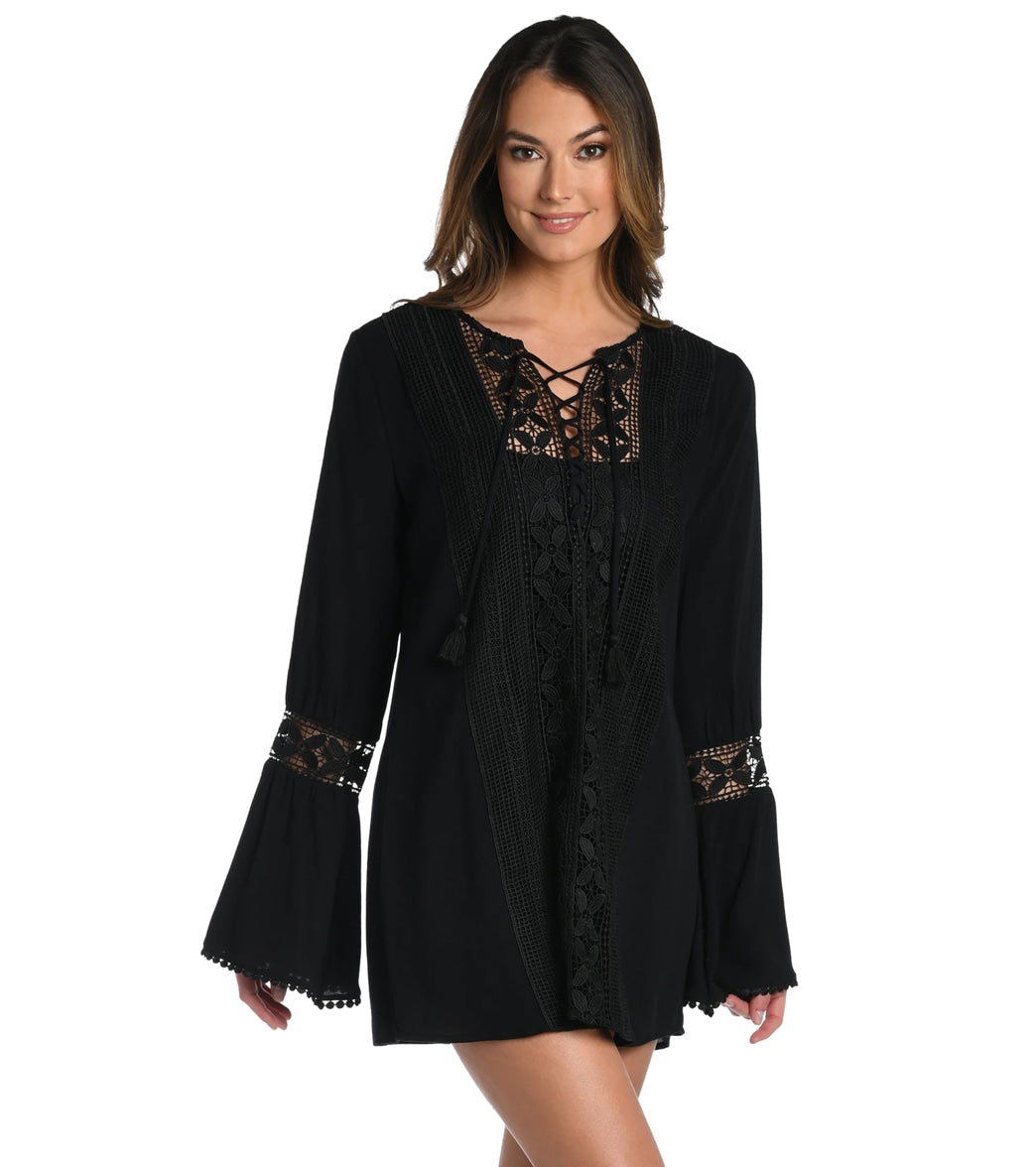 La Blanca Women's Coastal Covers Lace Up Cover Up Tunic at SwimOutlet.com