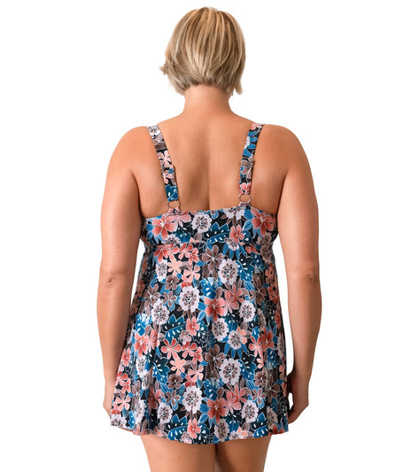 Fit4U Women's Plus Size Moon Shadow Empire Banded Swim Dress at ...