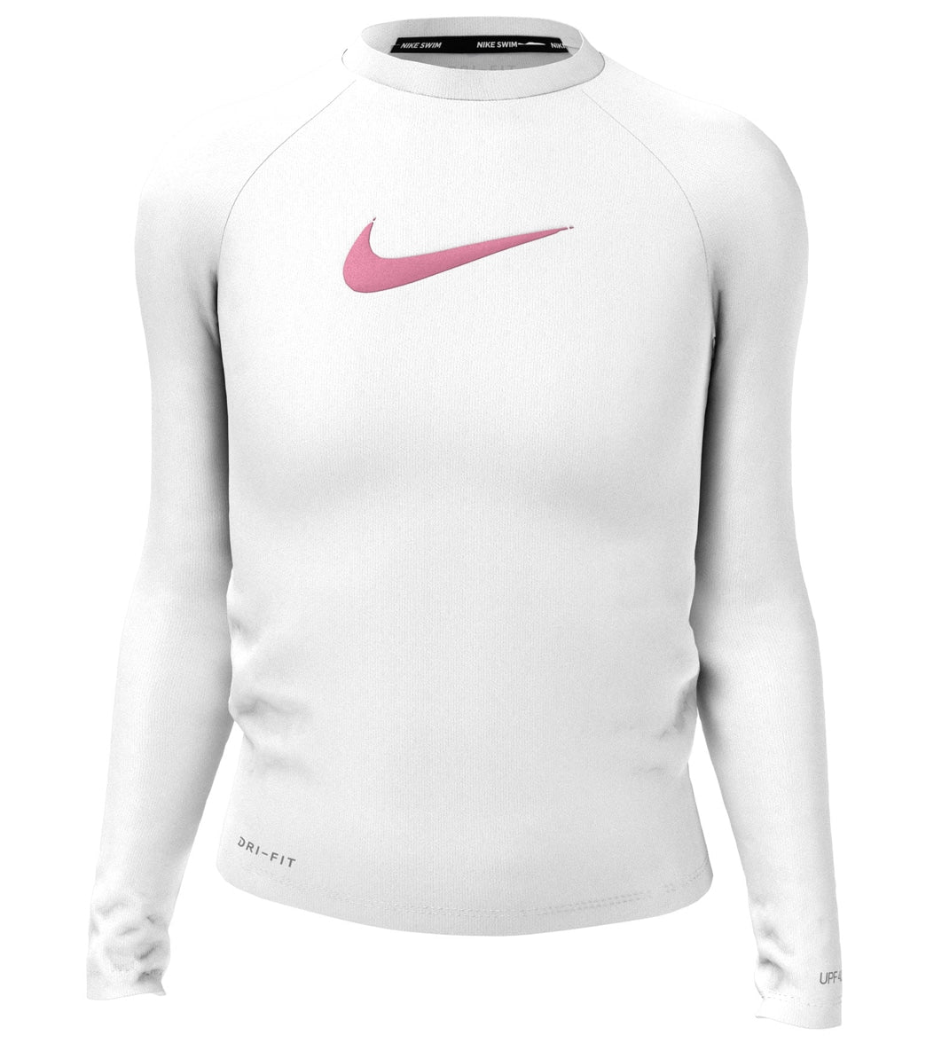 Nike Girls' Swoosh Long Sleeve Rashguard (Big Kid) at SwimOutlet.com