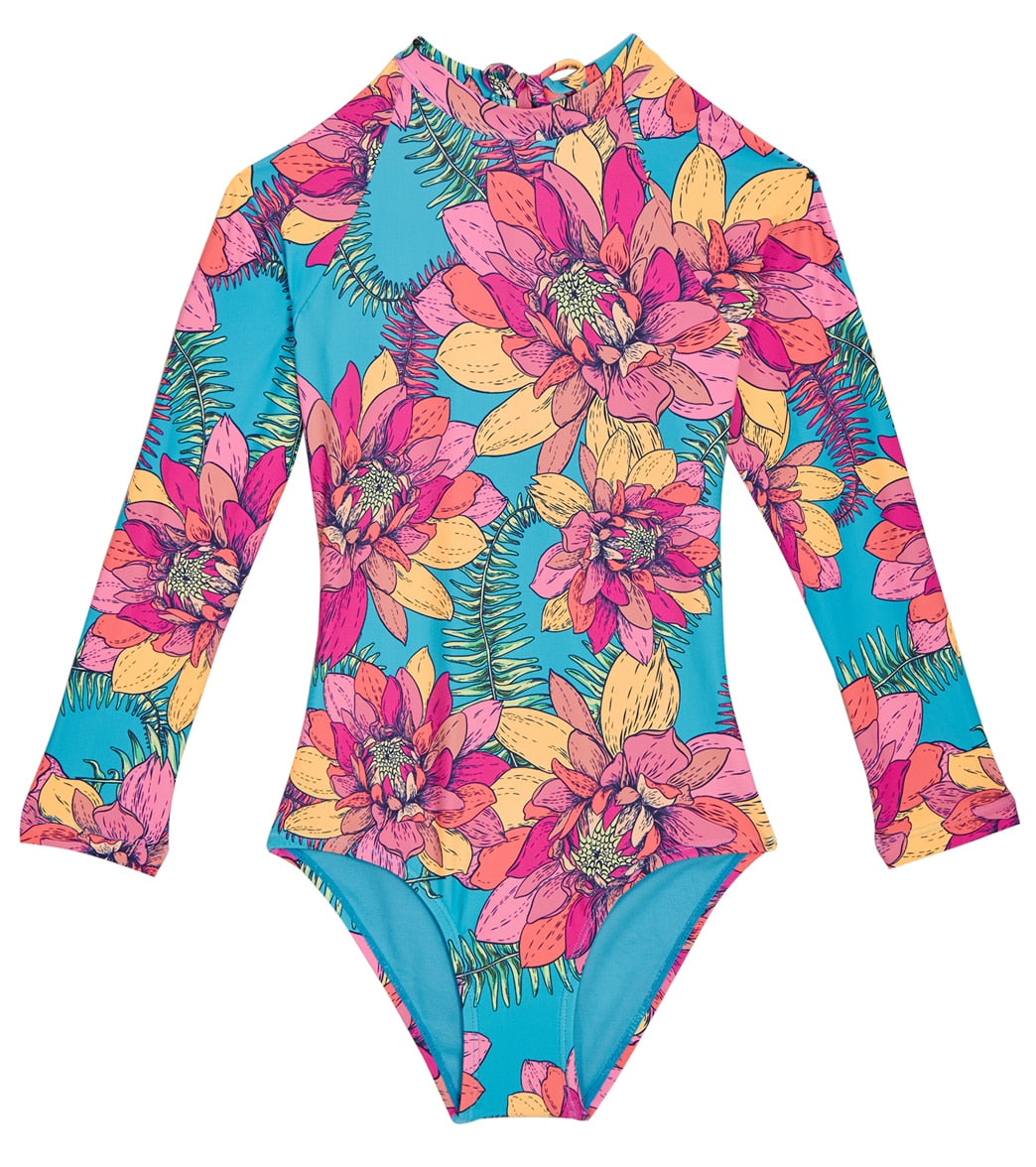 Beach Lingo Girls' Go-Go-Lotus Long Sleeve One Piece Swimsuit (Big Kid ...