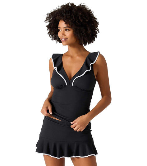 Tommy Bahama Island Cays Cabana Ruffle Tankini Top at SwimOutlet.com